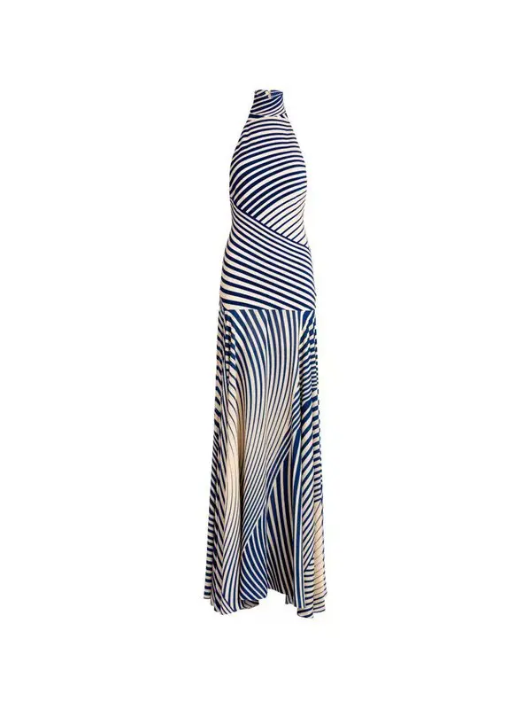 Silvia Tcherassi Leonore Striped Halterneck Maxi Dress - Blue