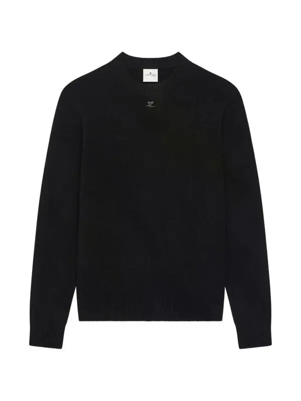 COURREGES Embroidered Crewneck Sweater - Black