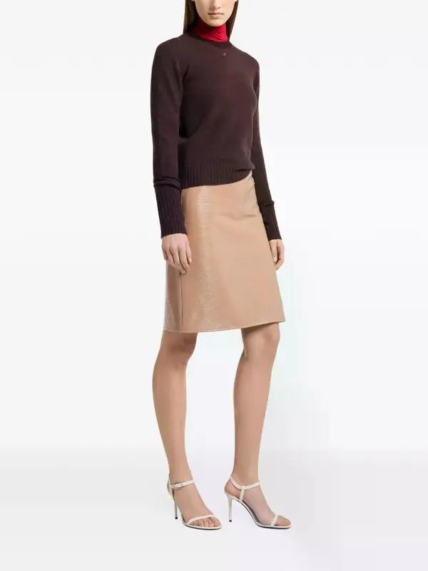 COURREGES Logo Patch Crewneck Sweater - Brown