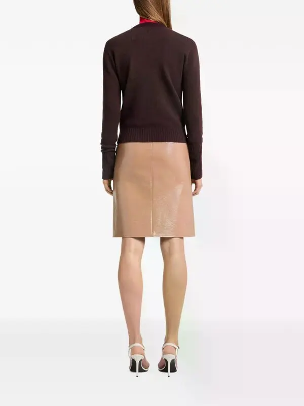 COURREGES Logo Patch Crewneck Sweater - Brown