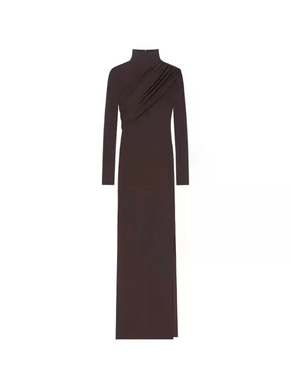 COURREGES Draped Twist Detail Jersey Maxi Dress - Brown