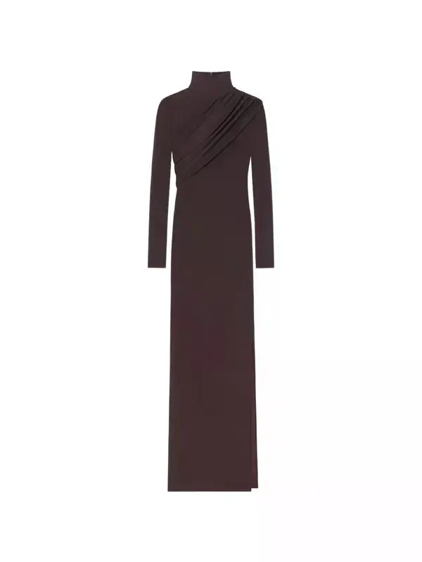 COURREGES Draped Twist Detail Jersey Maxi Dress - Brown