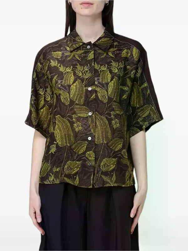 TELA Floral Print Short-sleeve Shirt - Green