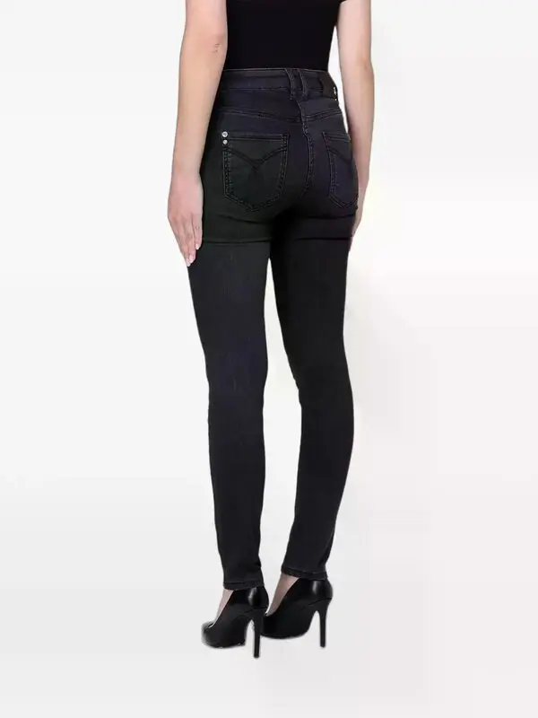 Patrizia Pepe Skinny Fit Jeans With Logo Plaque - Black