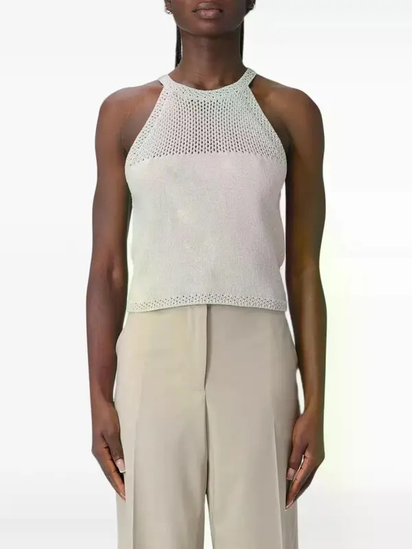 Emporio Armani Halterneck Open-knit Top - Grey