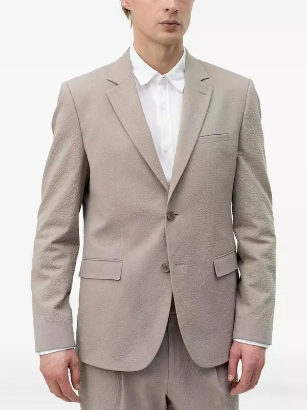 Hugo Seersucker Single-breasted Jacket - Neutrals