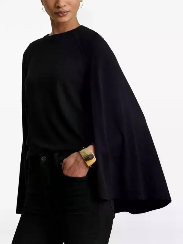 Ralph Lauren Ribbed Crewneck Cape Overlay Sweater