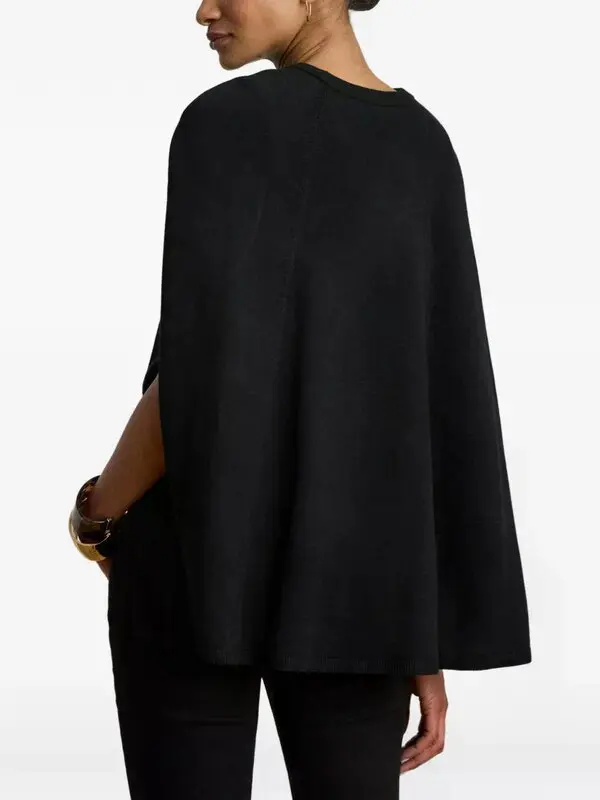 Ralph Lauren Ribbed Crewneck Cape Overlay Sweater