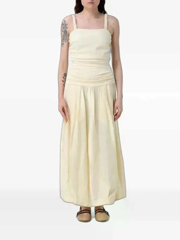 TELA Ruched Maxi Dress With Bow Detail - Yellow