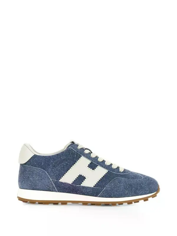 Hogan Athletic Sneakers In Velour Effect Suede - Blue