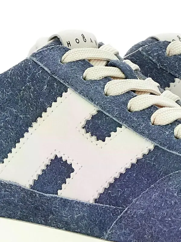 Hogan Athletic Sneakers In Velour Effect Suede - Blue