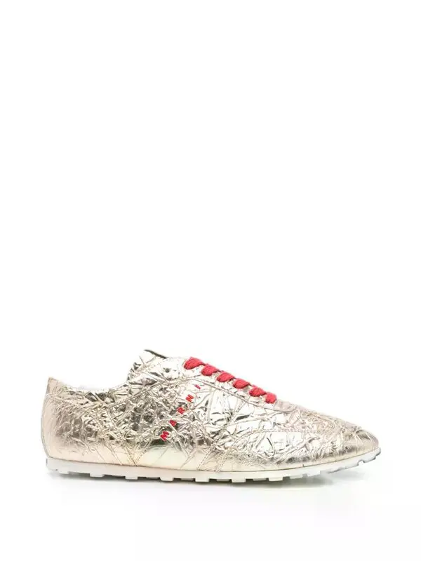 Marni Crinkled Finish Logo Print Sneakers