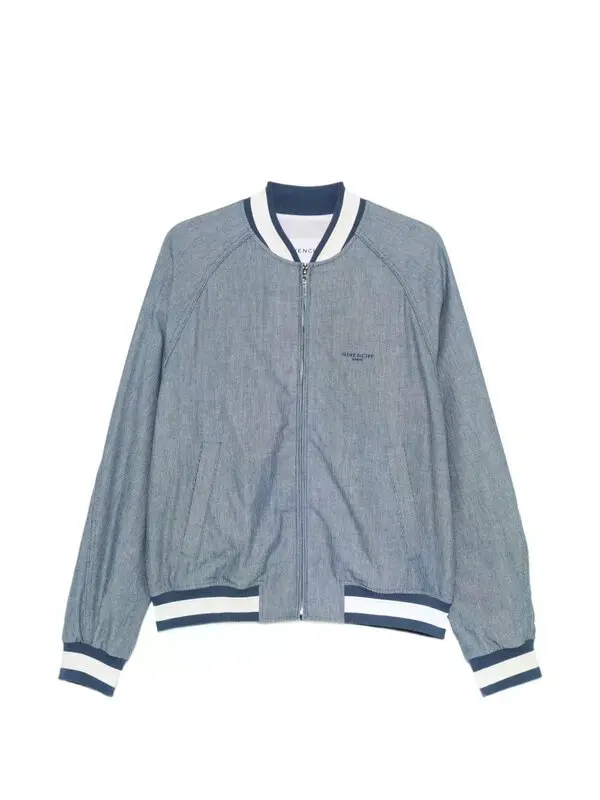 Givenchy Embroidered Logo Striped Jacket - Blue