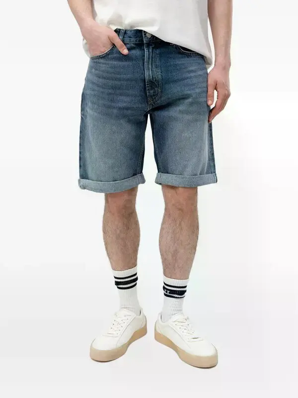 Hugo Logo Patch Turn-up Shorts - Blue