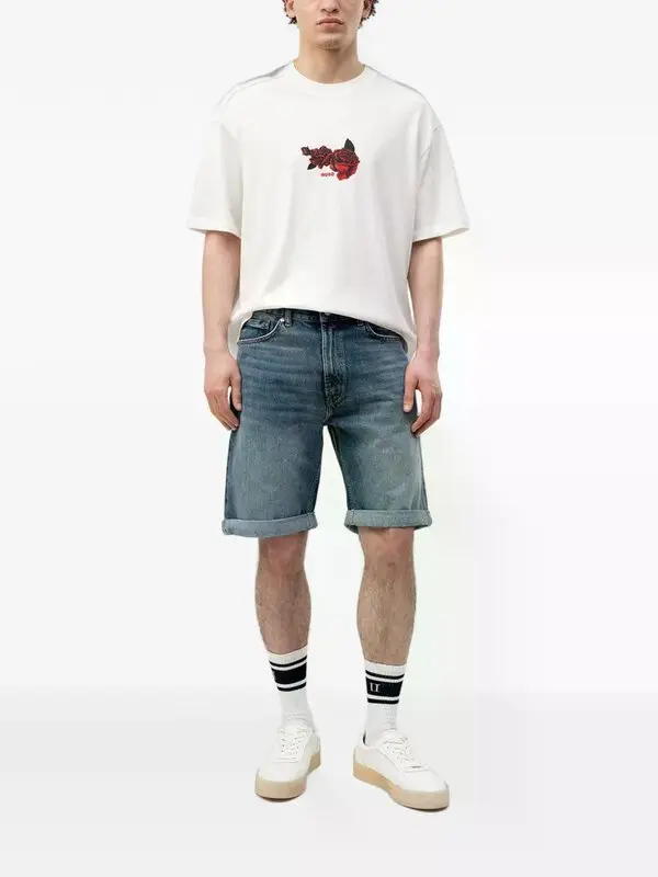 Hugo Logo Patch Turn-up Shorts