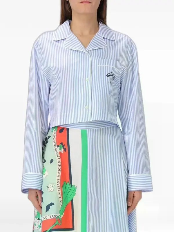 Moschino Striped Cropped Shirt - Blue