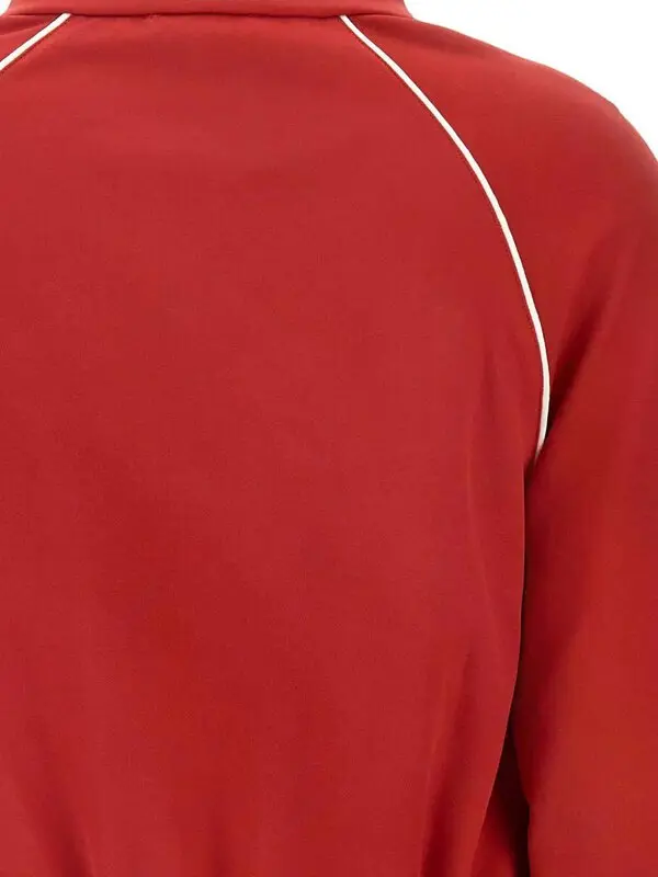 SPORTY & RICH Logo Embroidered Raglan Sleeve Sweater - Red
