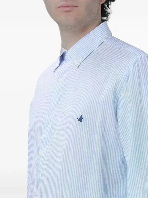 BROOKSFIELD Striped Linen Shirt - Blue