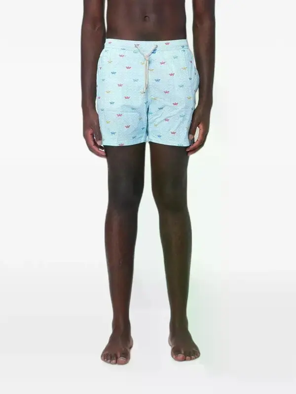 MC2 SAINT BARTH Paper Boat Print Swim Shorts - Blue