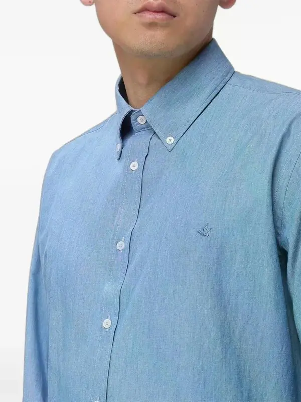 BROOKSFIELD Button-down Embroidered-logo Shirt - Blue