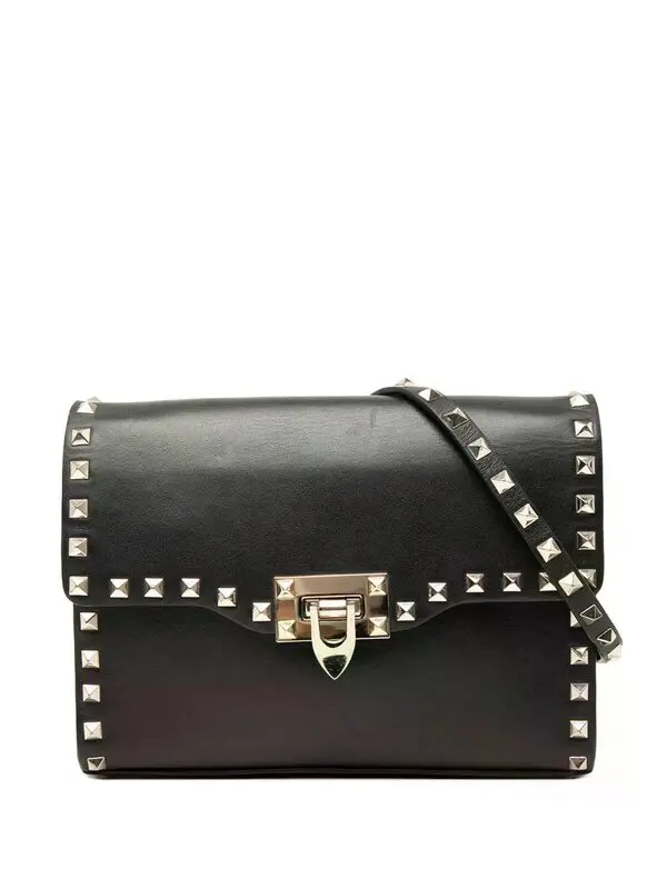 Valentino Garavani Small Leather Rockstud Flap Crossbody Bag - Black