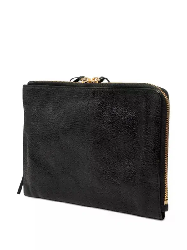 Balenciaga 2016 Goatskin Motocross Classic Metallic Edge Clutch Bag - Black