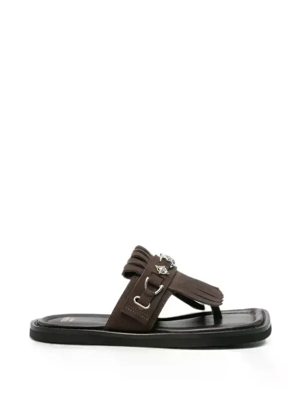 TOGA VIRILIS Fringed Square-toe Sandals - Brown