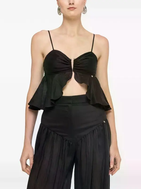 NISSA Ruffled Lyocell Crop Top