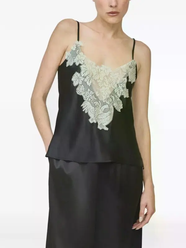 Rosie Assoulin Lace Trimmed V-neck Tank Top - Black