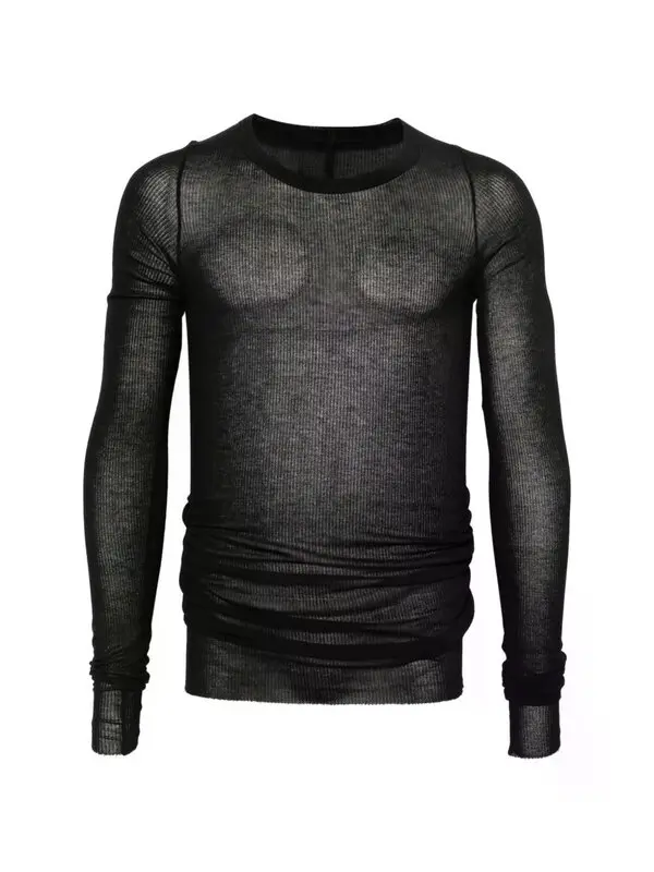 Rick Owens Ribbed-texture Long-sleeved T-shirt - Black