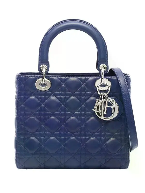 Dior Lambskin Cannage Lady Satchel - Blue