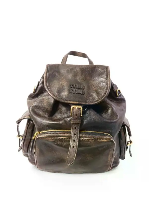 Miu Miu Leather Logo Detail Backpack