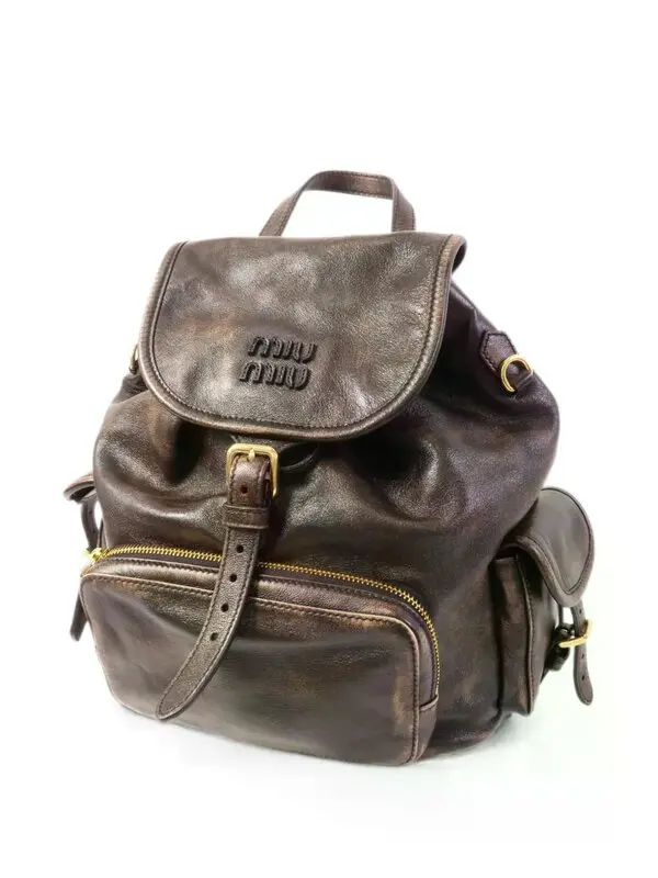 Miu Miu Leather Logo Detail Backpack
