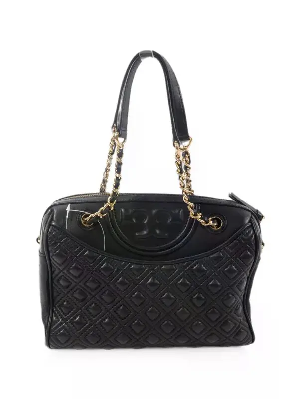 Tory Burch Quilted Logo-patch Shoulder Bag - Black