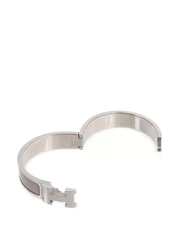 Hermès H Enamel Inlay Clasp Bracelet - Silver