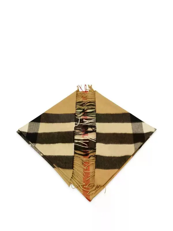 Burberry Check-pattern Fringed Cashmere Scarf