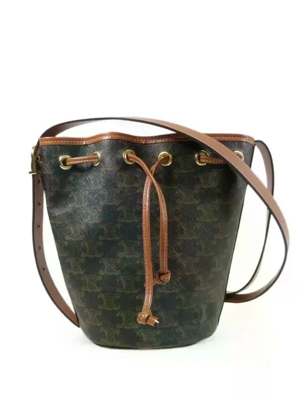 Celine Triomphe Drawstring Bucket Bag - Brown