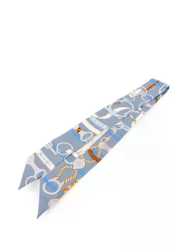 Hermès Twilly Equestrian-print Scarf - Blue