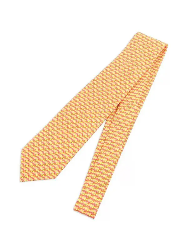 Hermès Silk Geometric Print Tie - Yellow