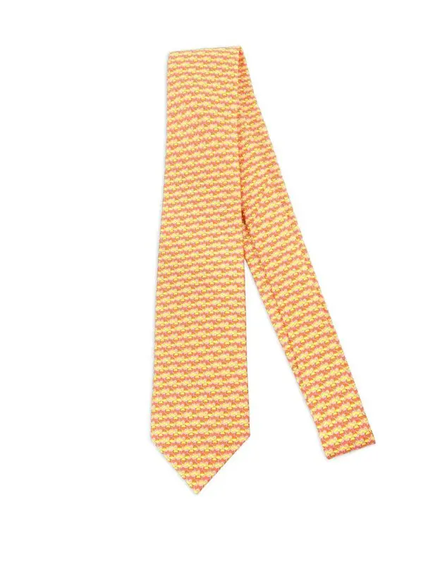 Hermès Silk Geometric Print Tie - Yellow