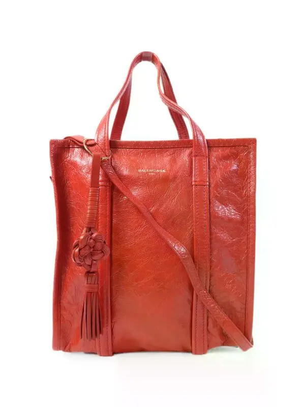 Balenciaga Bazar Leather Tote Bag - Red