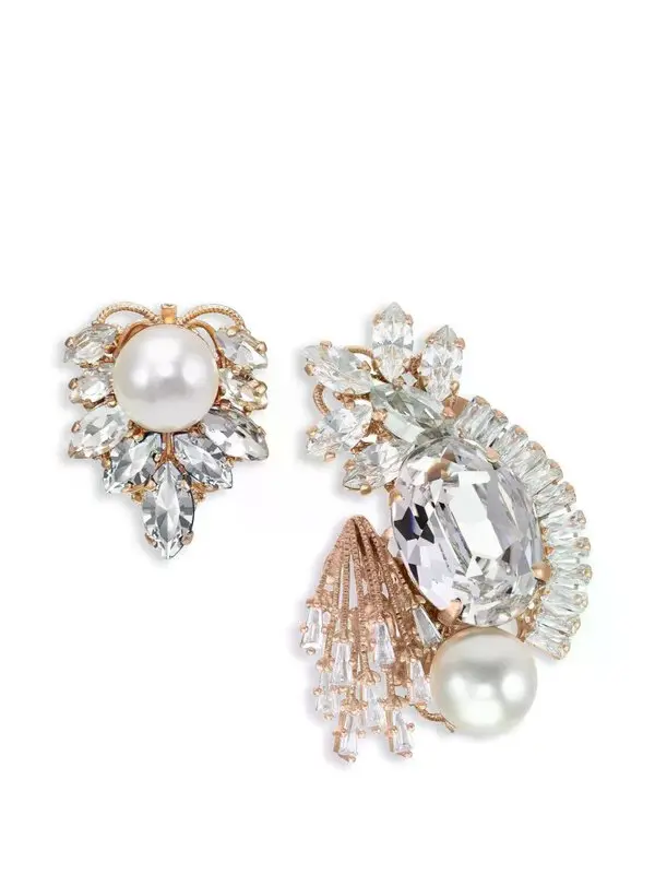 ANTON HEUNIS Asymmetric Crystal-embellished Earrings - Pink
