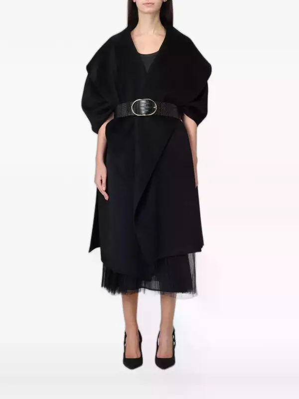 Elisabetta Franchi Belted Wool Cape - Black