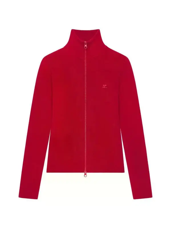 COURREGES Logo Embroidered Zipped Cardigan