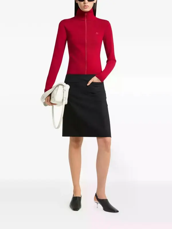 COURREGES Logo Embroidered Zipped Cardigan