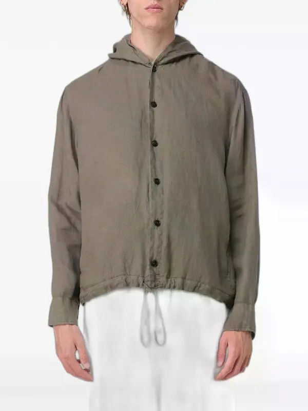 Emporio Armani Linen Hoodie - Brown