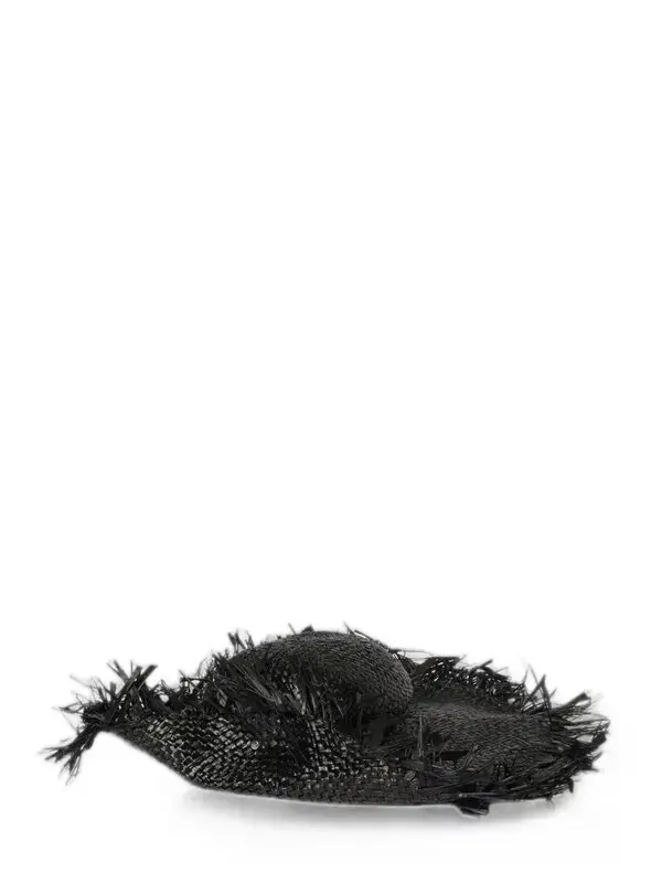Emporio Armani Woven-raffia Hat With Frayed Edges