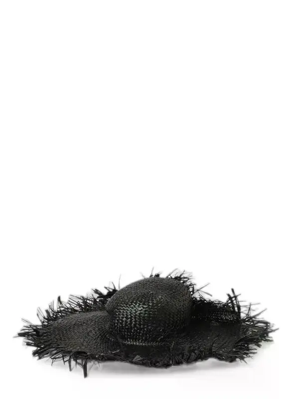 Emporio Armani Woven-raffia Hat With Frayed Edges