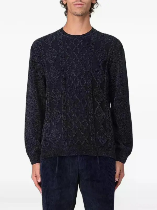 Emporio Armani Cable-knit Diamond Pattern Crew Neck Sweater