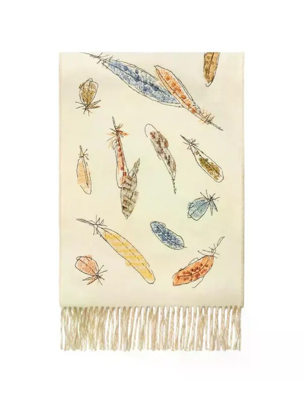 Burberry Feather-print Cashmere Scarf - Neutrals